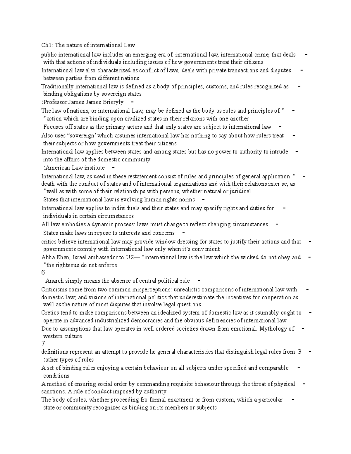 International law semester notes copy - Ch1: The nature of ...