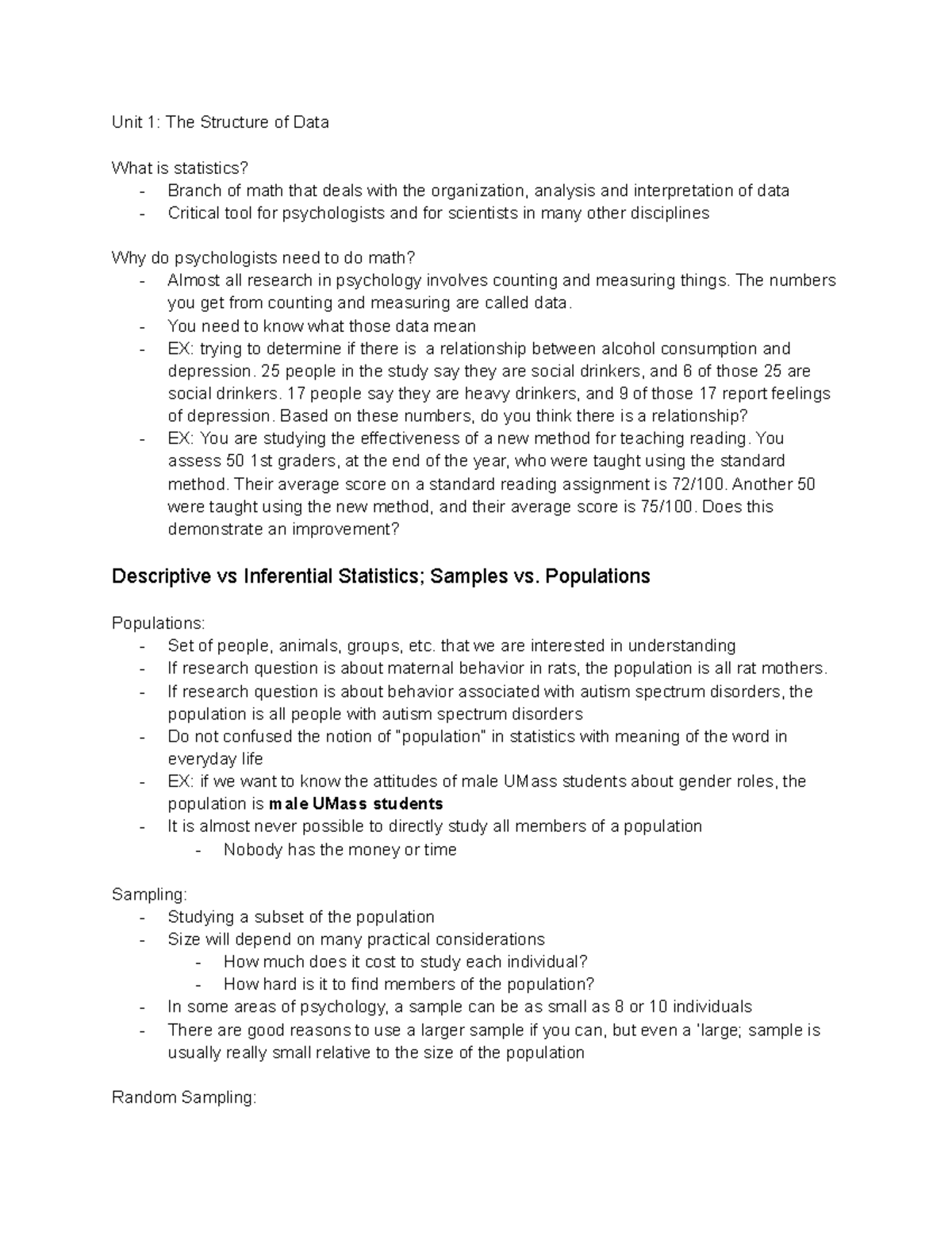 Psych 240 Unit 1 Lecture - Unit 1: The Structure of Data What is ...