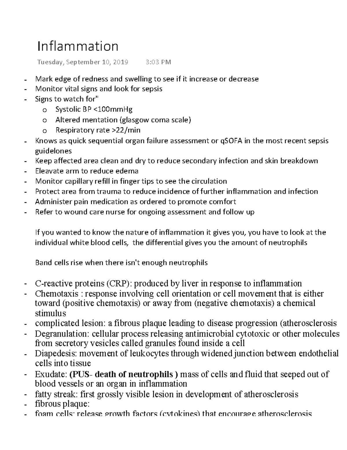Inflammation - module notes - Mark edge of redness and swelling to see ...