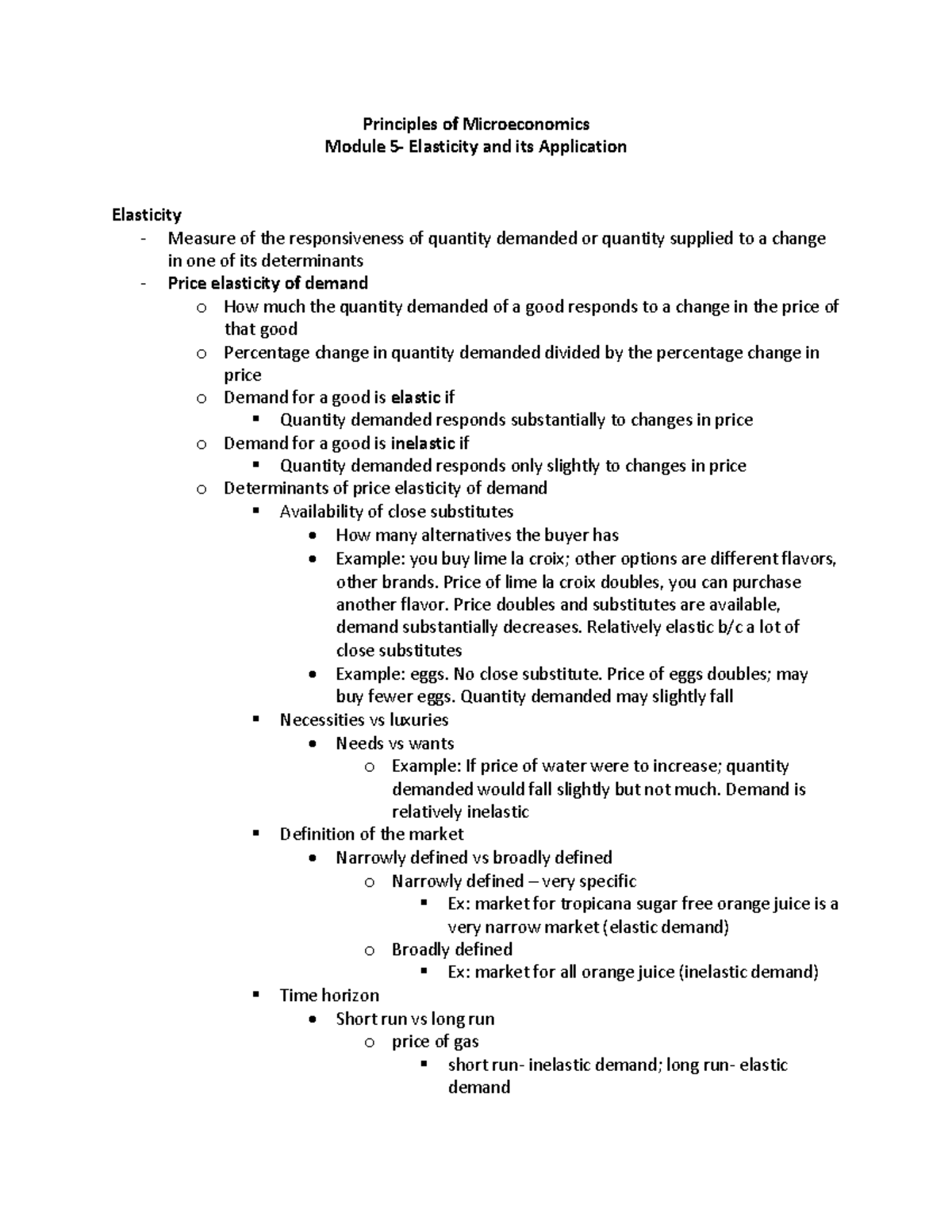 ECON 2020 Module 5 Notes - Principles of Microeconomics Module 5 ...