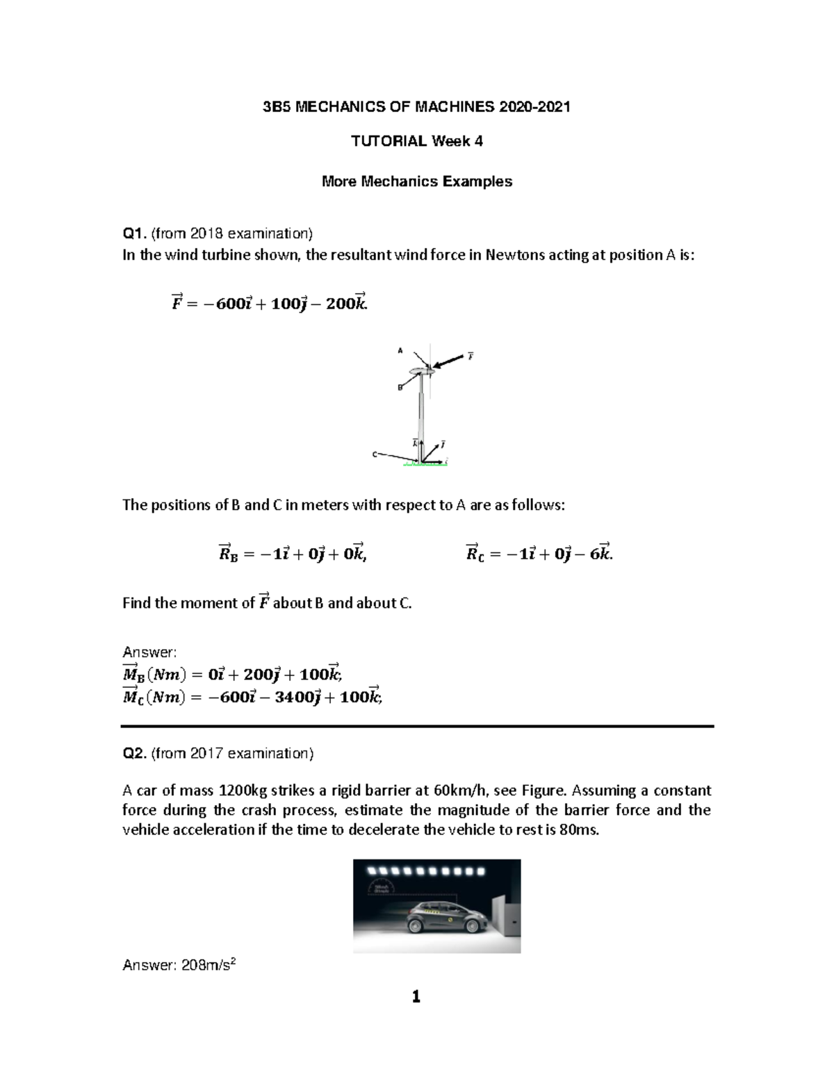 3B5 Tutorial Week 4 - Mechanics Examples 2 - 1 3B5 MECHANICS OF ...