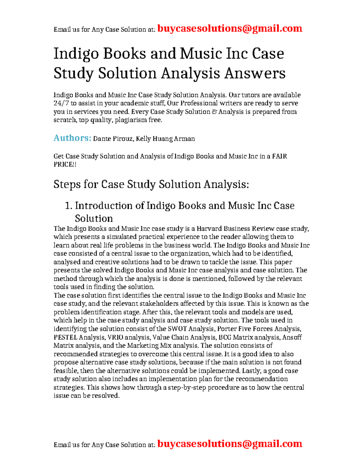 Case Solution Indigo Books and Music Inc - Indigo Books and Music Inc ...