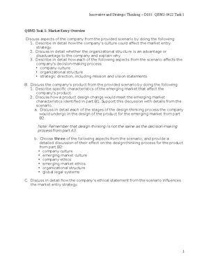 Tasks 1 & 2 Scenario - D081 - Studocu