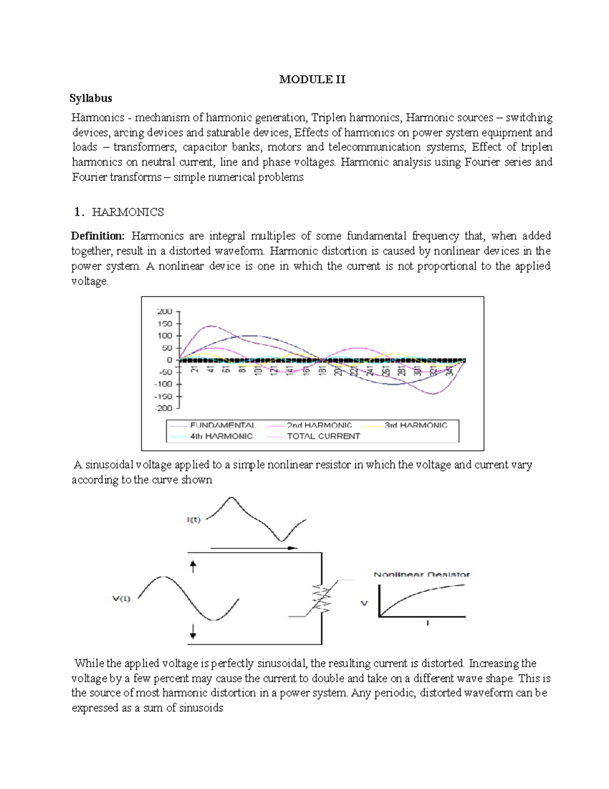 S8 Power quality notes modules 2.1 note - MODULE II Syllabus Harmonics ...