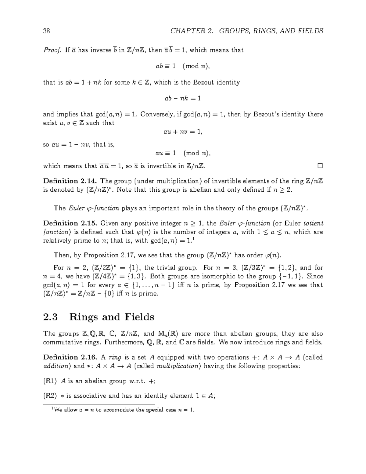 Math-deep-38 - yeah - 38 CHAPTER 2. GROUPS, RINGS, AND FIELDS Proof. If ...