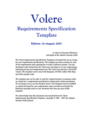 Volere-template v9-2003 foo bar - Volere Requirements Specification ...