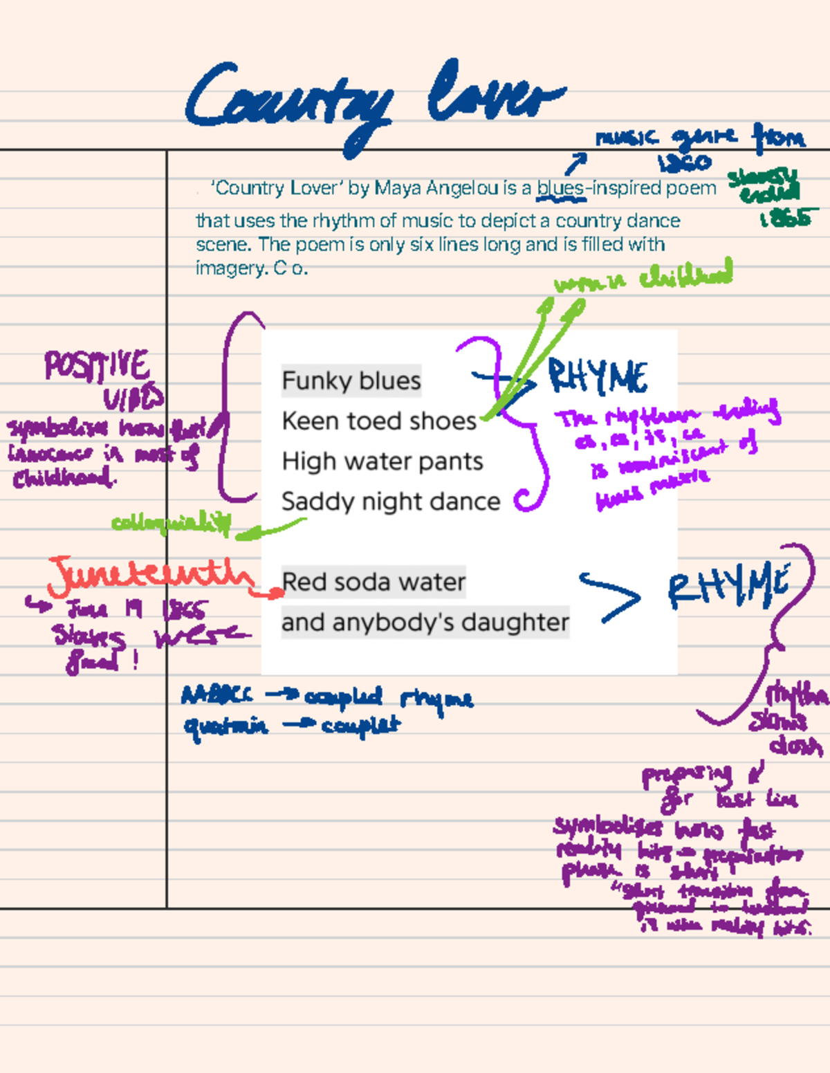 English literature - Study - . ‘Country Lover’ by Maya Angelou is a ...