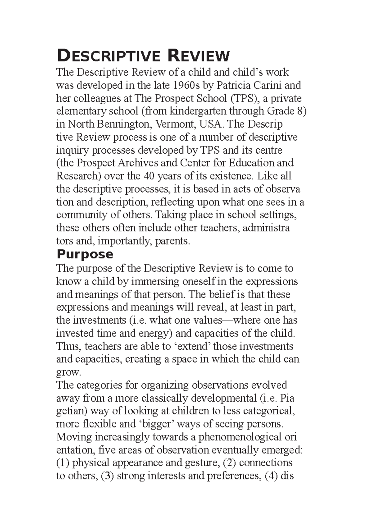 Descriptive Review - The Descrip tive Review process is one of a number ...