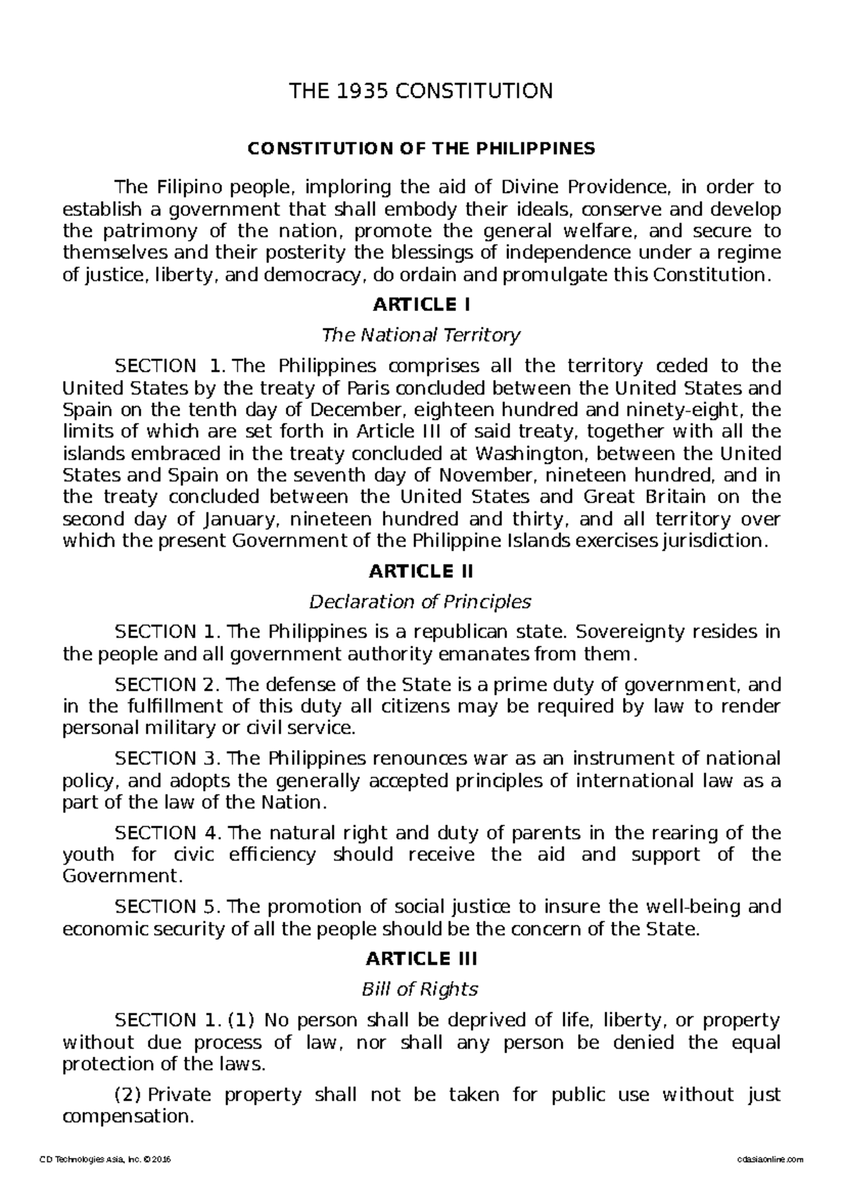14 The 1935 Constitution (Original) - THE 1935 CONSTITUTION ...