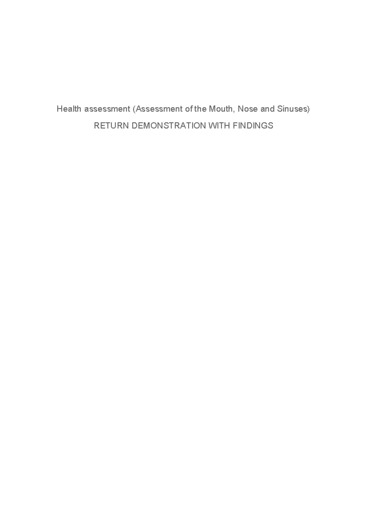 RET DEM Findings - Nose Mouth Throat - Health assessment (Assessment of ...