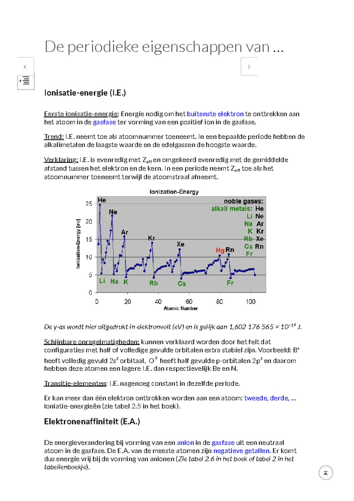 De periodieke eigenschappen van atomen IE EA EN - De periodieke ...
