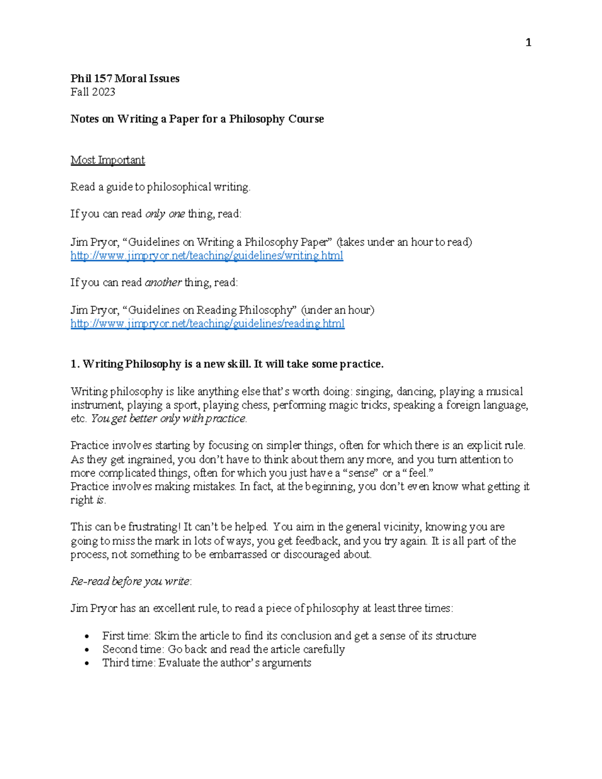 Guide to Writing a Philosophy Paper Phil 157 Fall 2024 - Phil 157 Moral ...