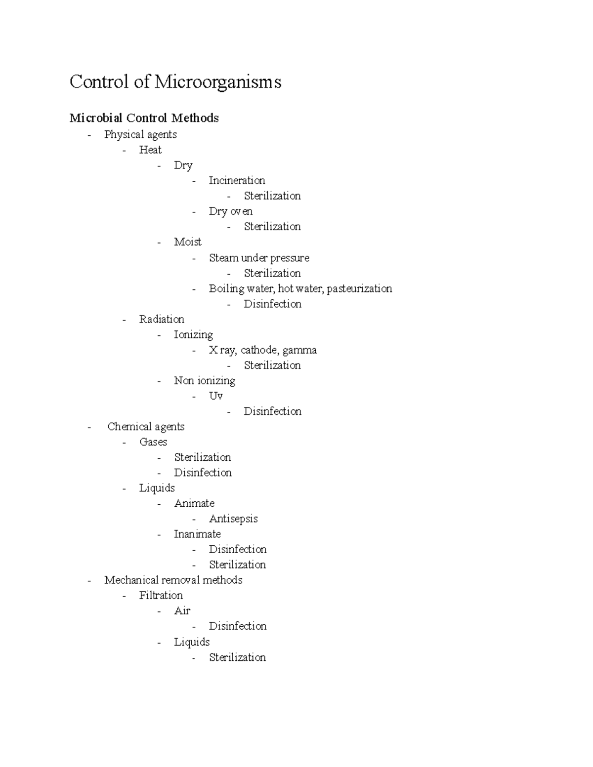 Control of Microorganisms - Control of Microorganisms Microbial Control ...