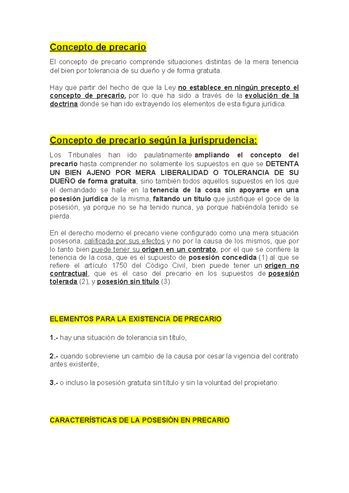 EL Precario - Resumen para tener claro que es. - Concepto de precario ...