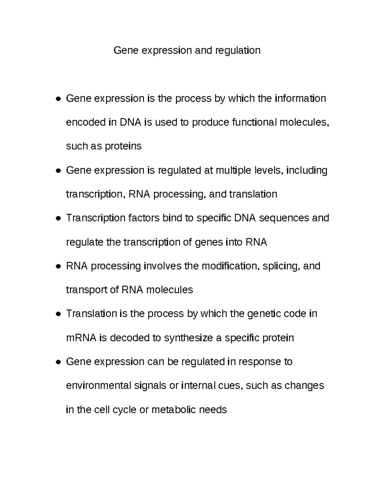 Gene expression and regulation - Google Docs - Gene expression and ...