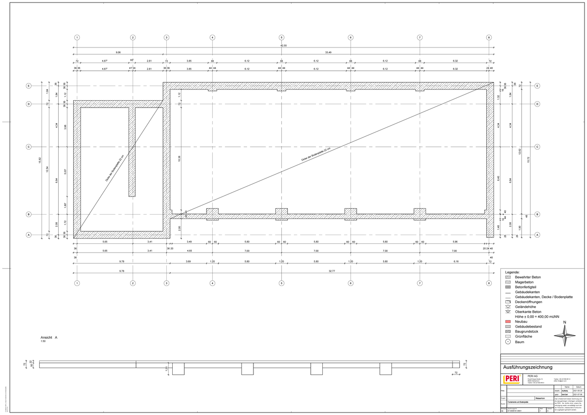 01 Fundamente und Bodenplatte - Legende: Bewehrter Beton Magerbeton ...