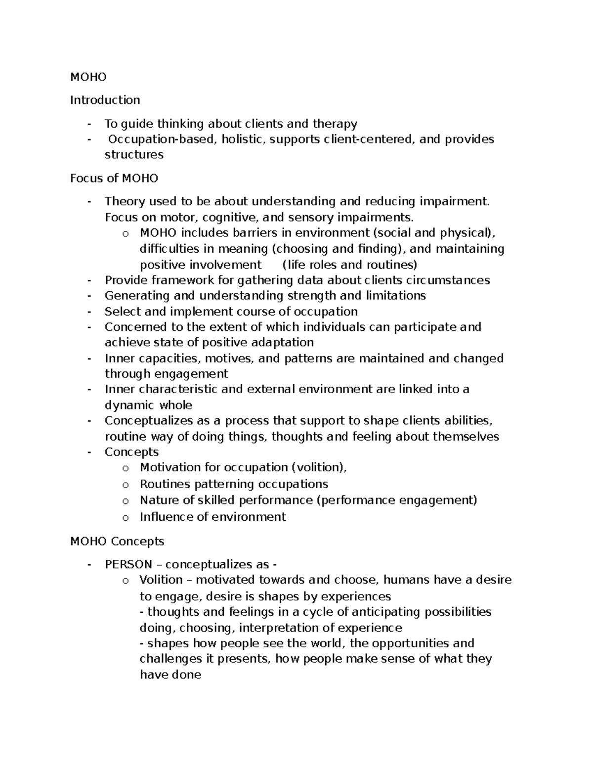 MOHO lecture - Notes - MOHO Introduction - To guide thinking about ...