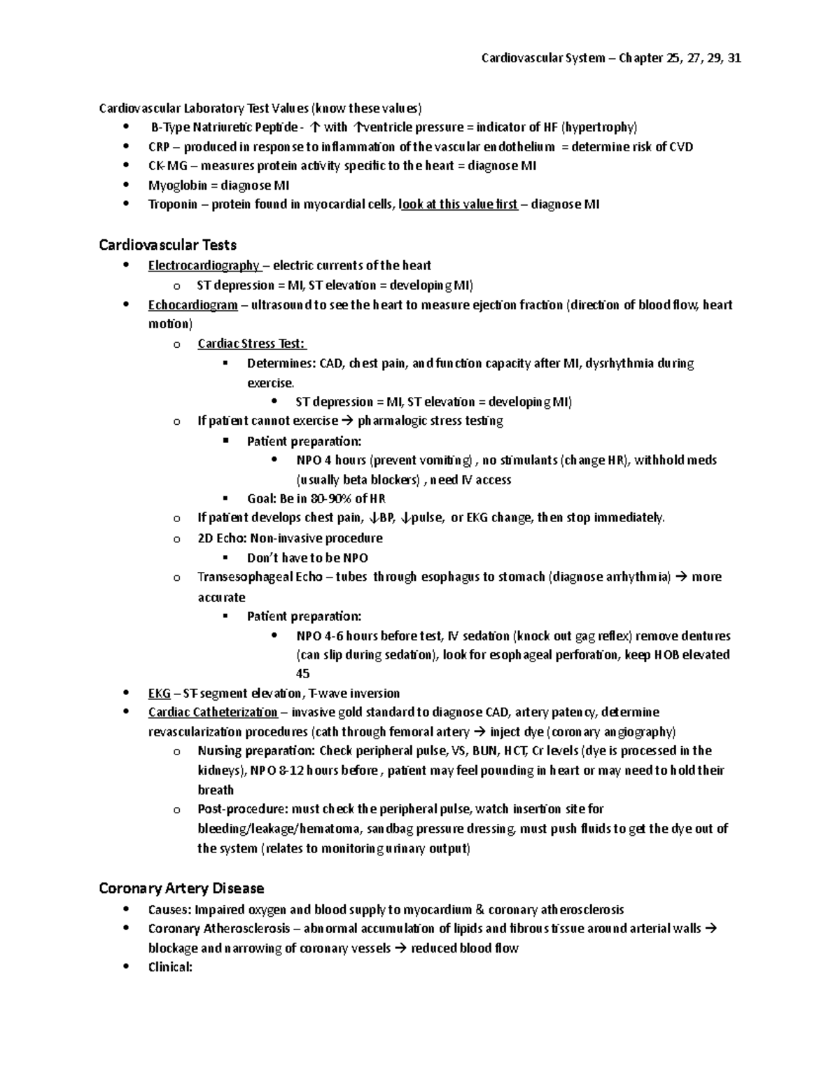 302 - Cardiovascular - Cardiovascular System Chapter 25, 27, 29, 31 ...