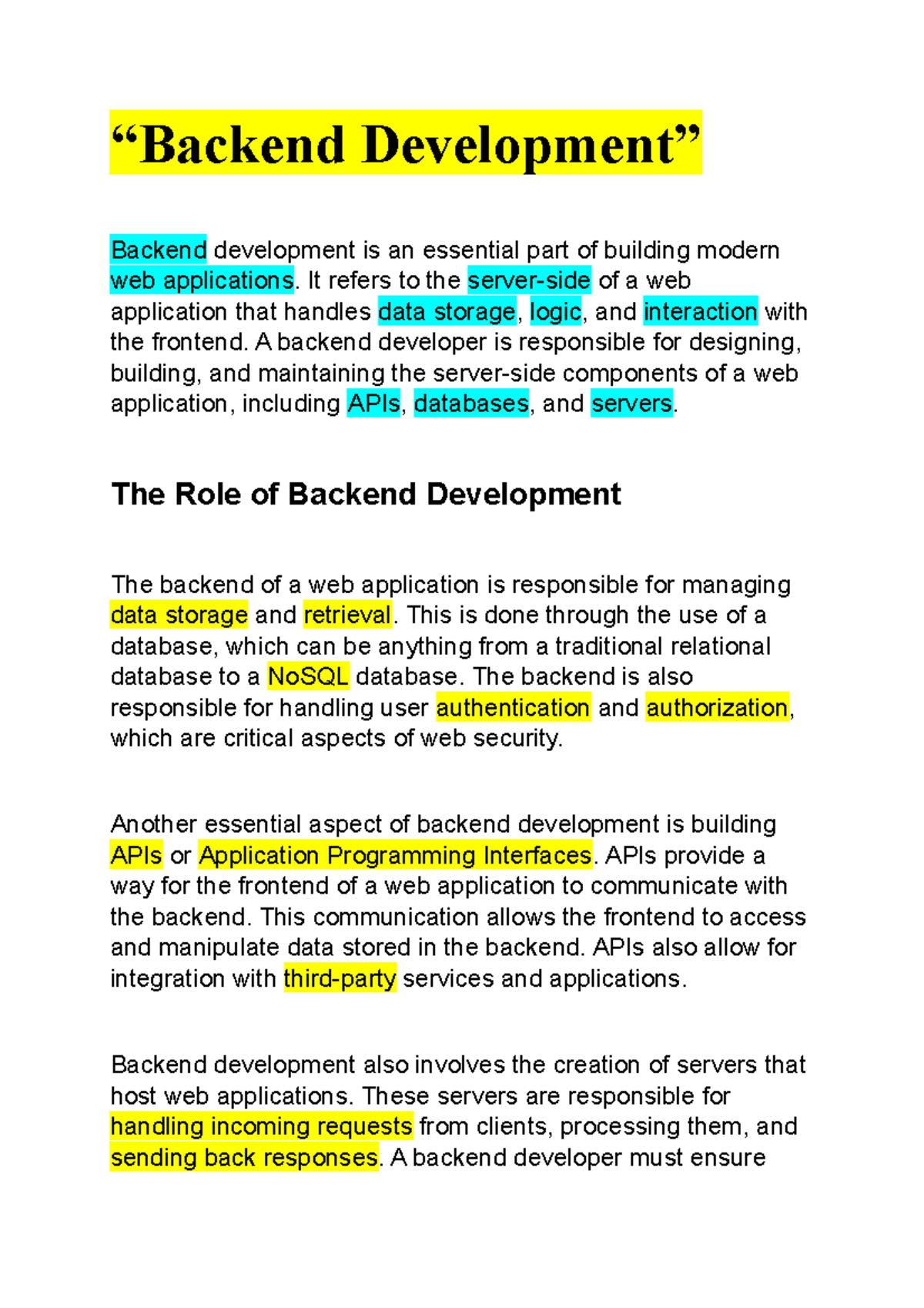 The Importance of Backend Development in Web Applications - “Backend ...