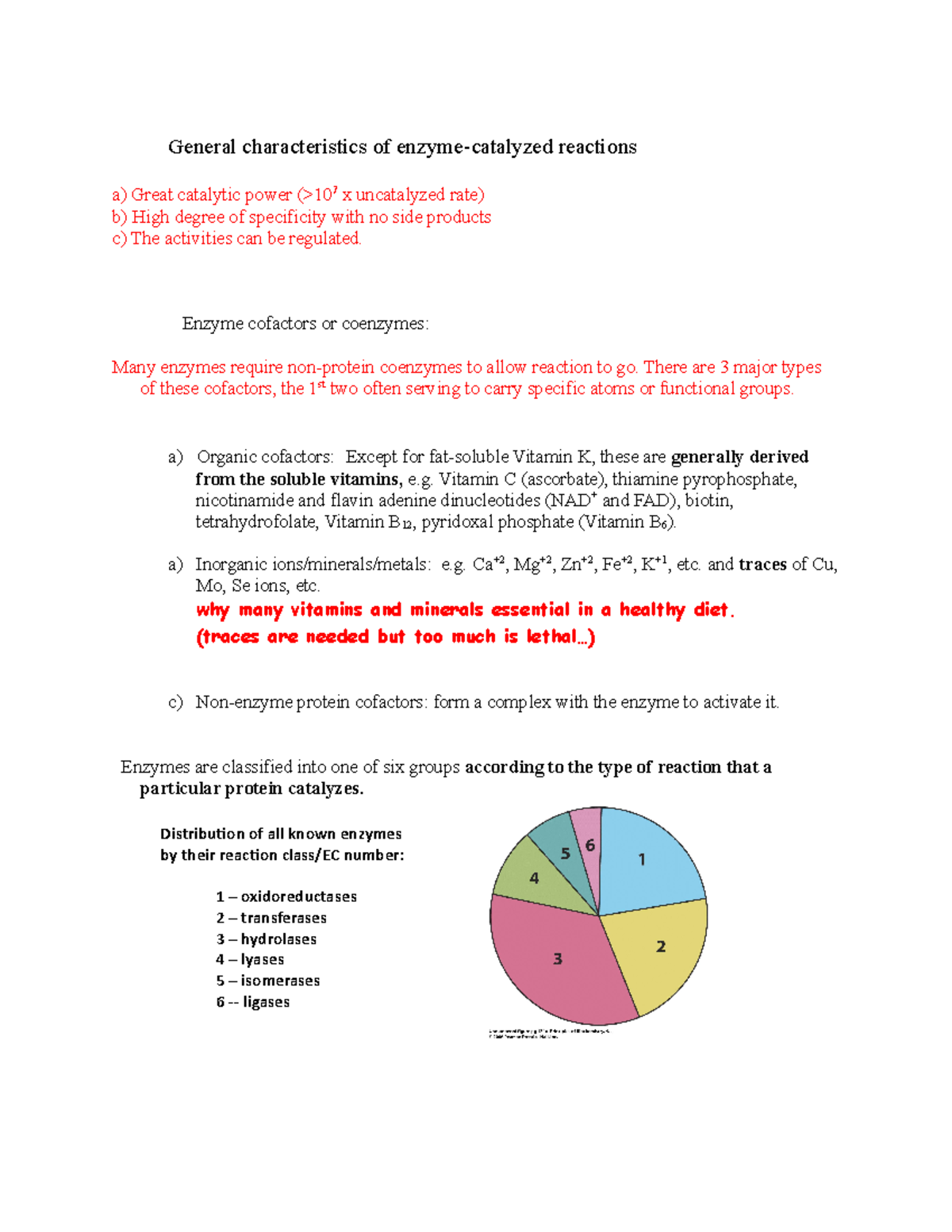 Chem110 Enzyme Catalyzed Reactions - General characteristics of enzyme ...