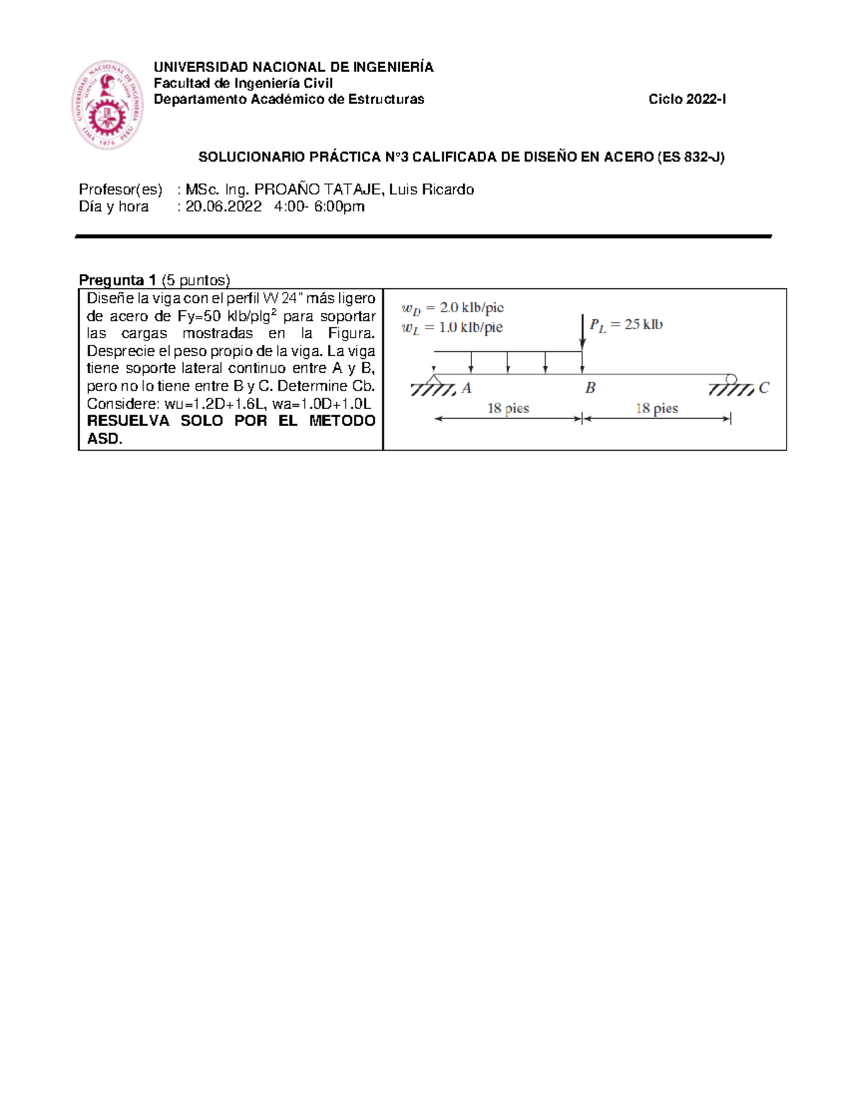 Solucionario de Practica N3 - ES-832J - 2022 - I - UNIVERSIDAD NACIONAL ...