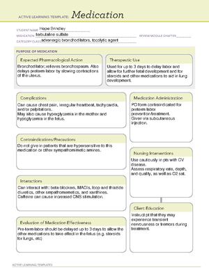 Nifedipine - ACTIVE LEARNING TEMPLATES Medication STUDENT NAME