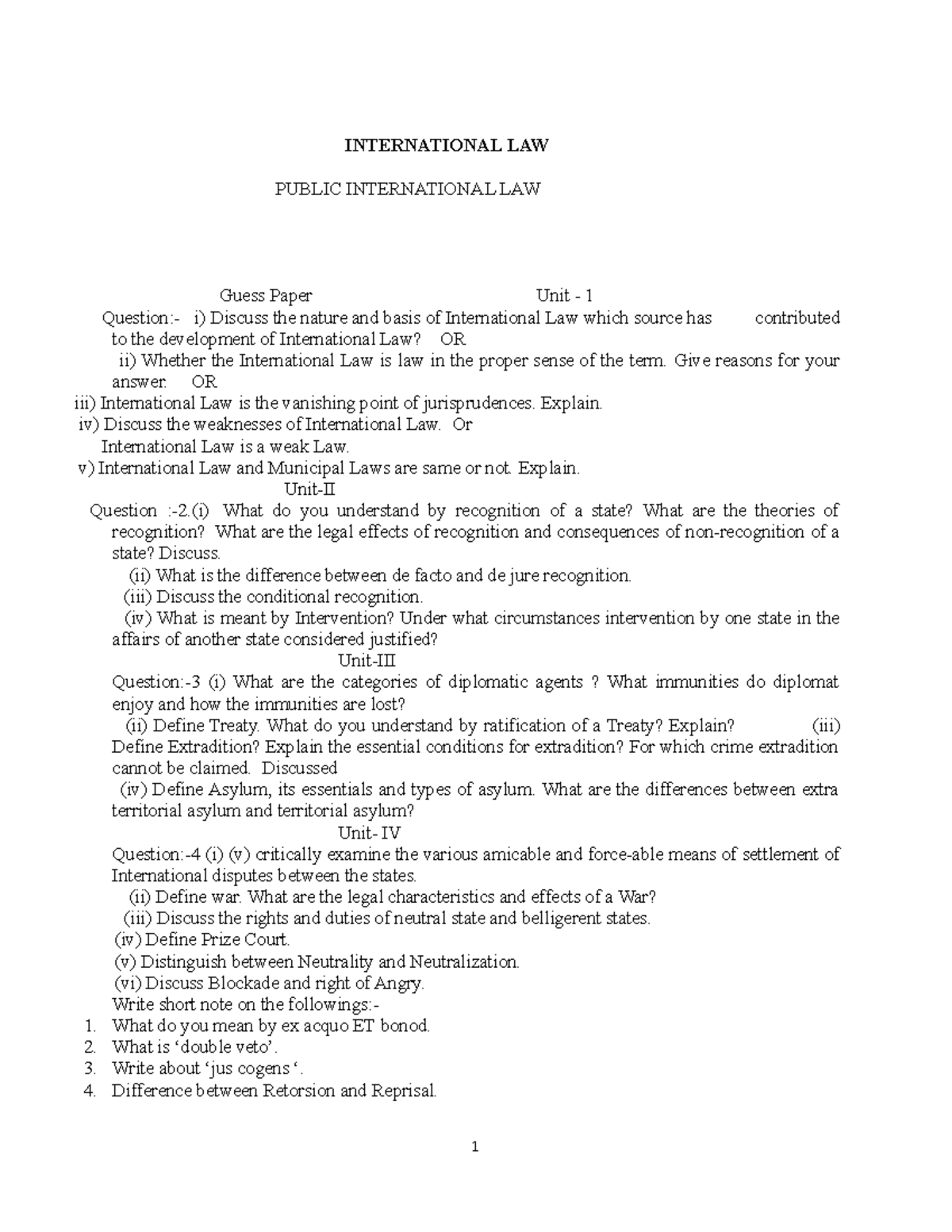 International LAW docx - INTERNATIONAL LAW PUBLIC INTERNATIONAL LAW ...