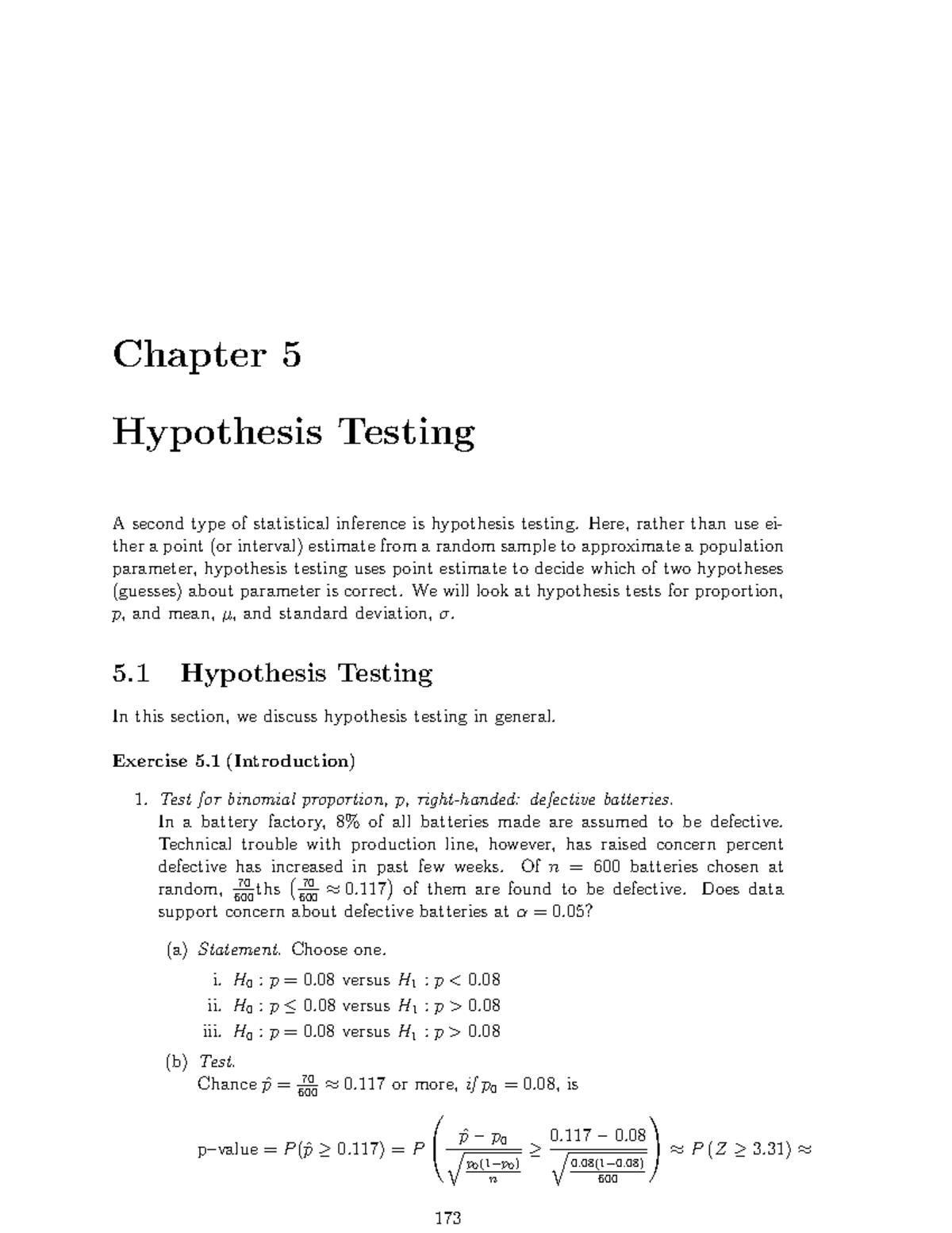 Hypothesis Testing - Chapter 5 Hypothesis Testing A second type of ...