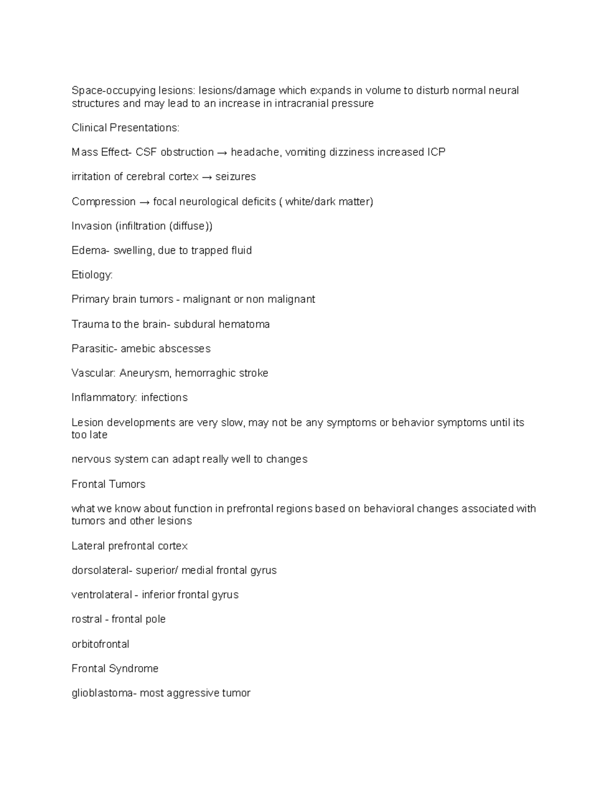 Space Occupying Lesions - Space-occupying lesions: lesions/damage which ...