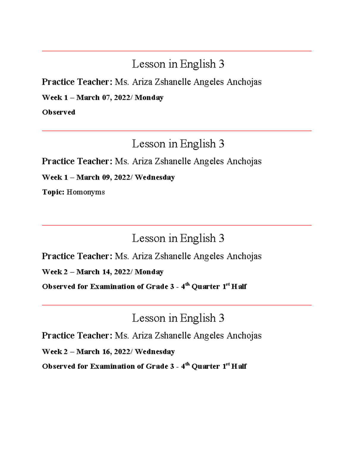 Compilation of Lesson in English - - Studocu