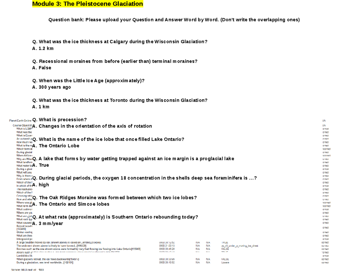 Module 3a EESA06 Planet earth - Question bank: Please upload your ...