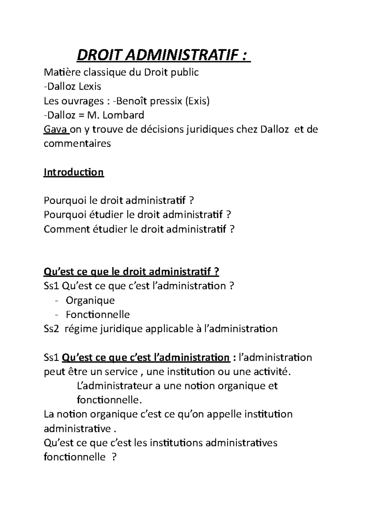 Droit Administratif L2 S1 et Informatique - DROIT ADMINISTRATIF ...