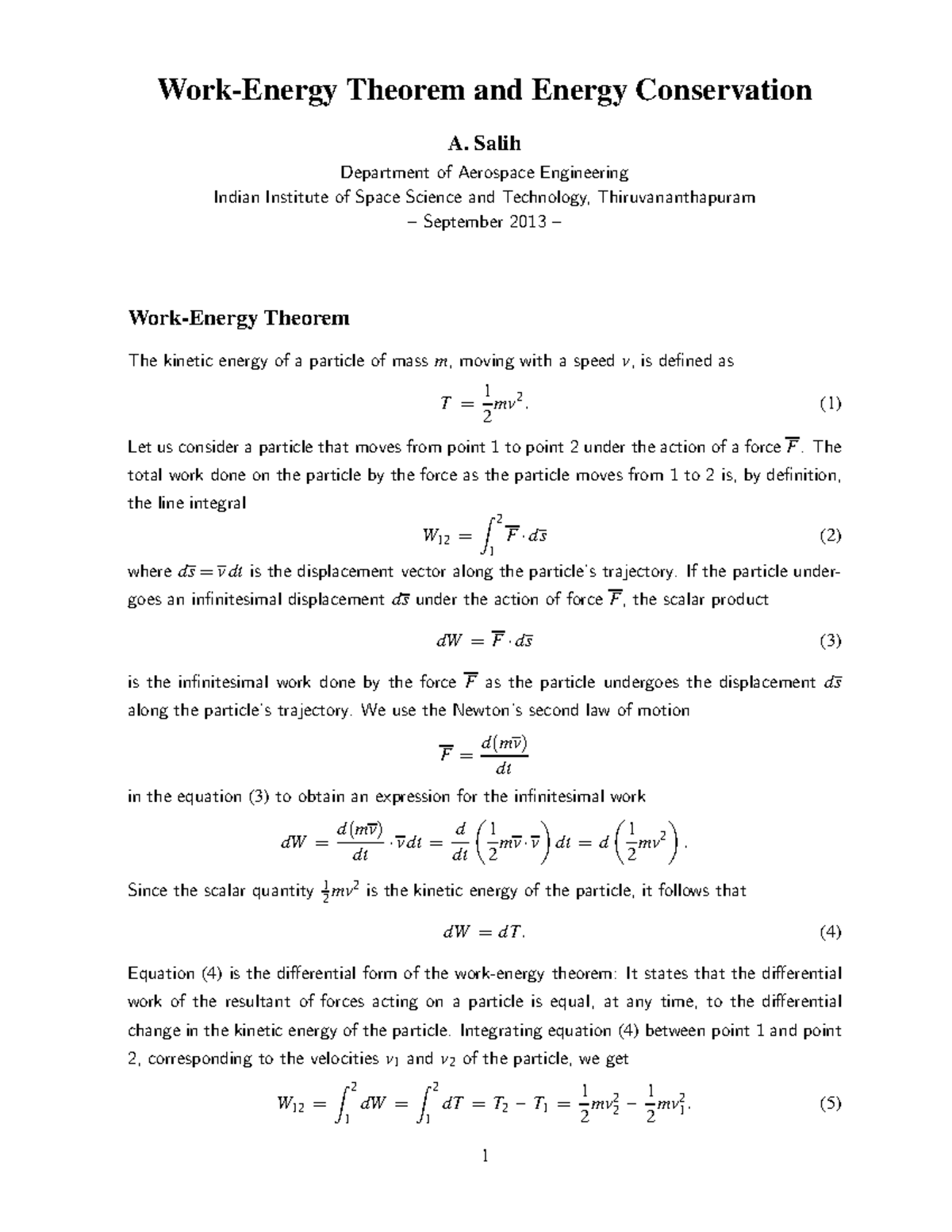 Work-energy - Very good notes for work and energy - Work-Energy Theorem ...