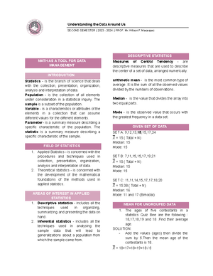 UDAU - Module 3 - reviewer - MODULE 3: EXPLORATORY DATA ANALYSIS FOR NUMERICAL ANALYSIS M3 ...
