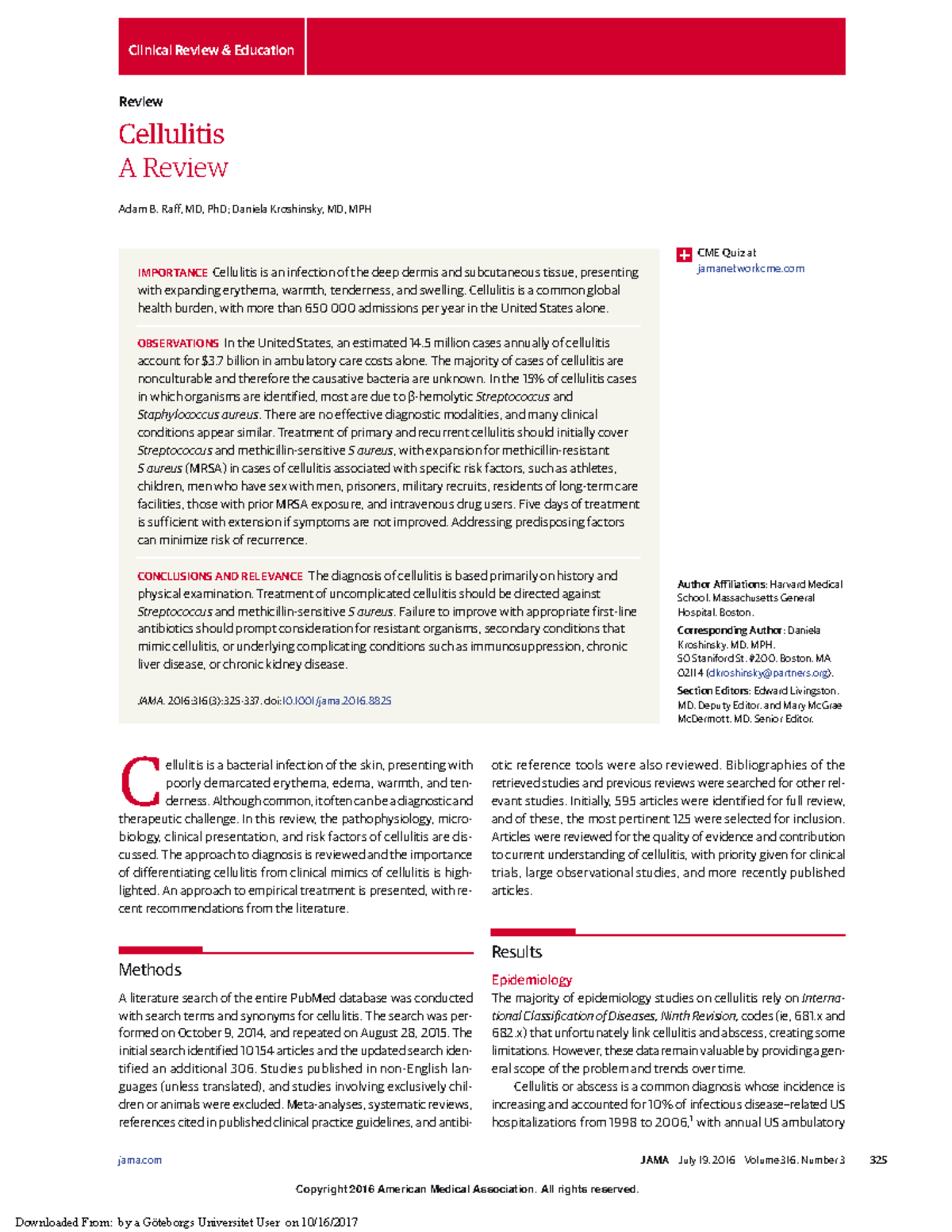 Raff2016 Cellulitis a review - Copyright 2016 American Medical ...