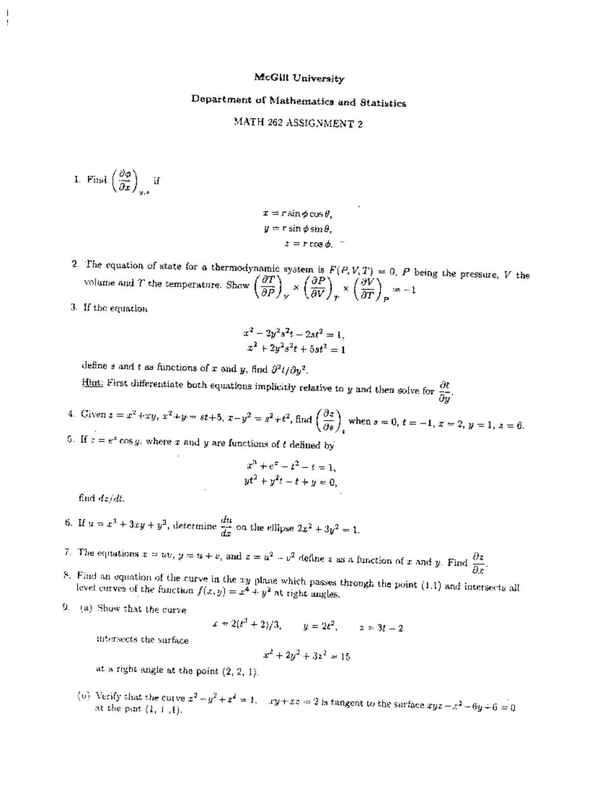 MATH 262 assignment 2 - MATH 262 - Studocu