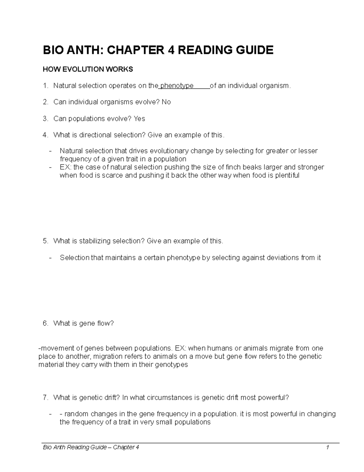 Chapter 4 Reading Guide - Bio Anth Reading Guide – Chapter 4 1 BIO ANTH: CHAPTER 4 READING GUIDE ...