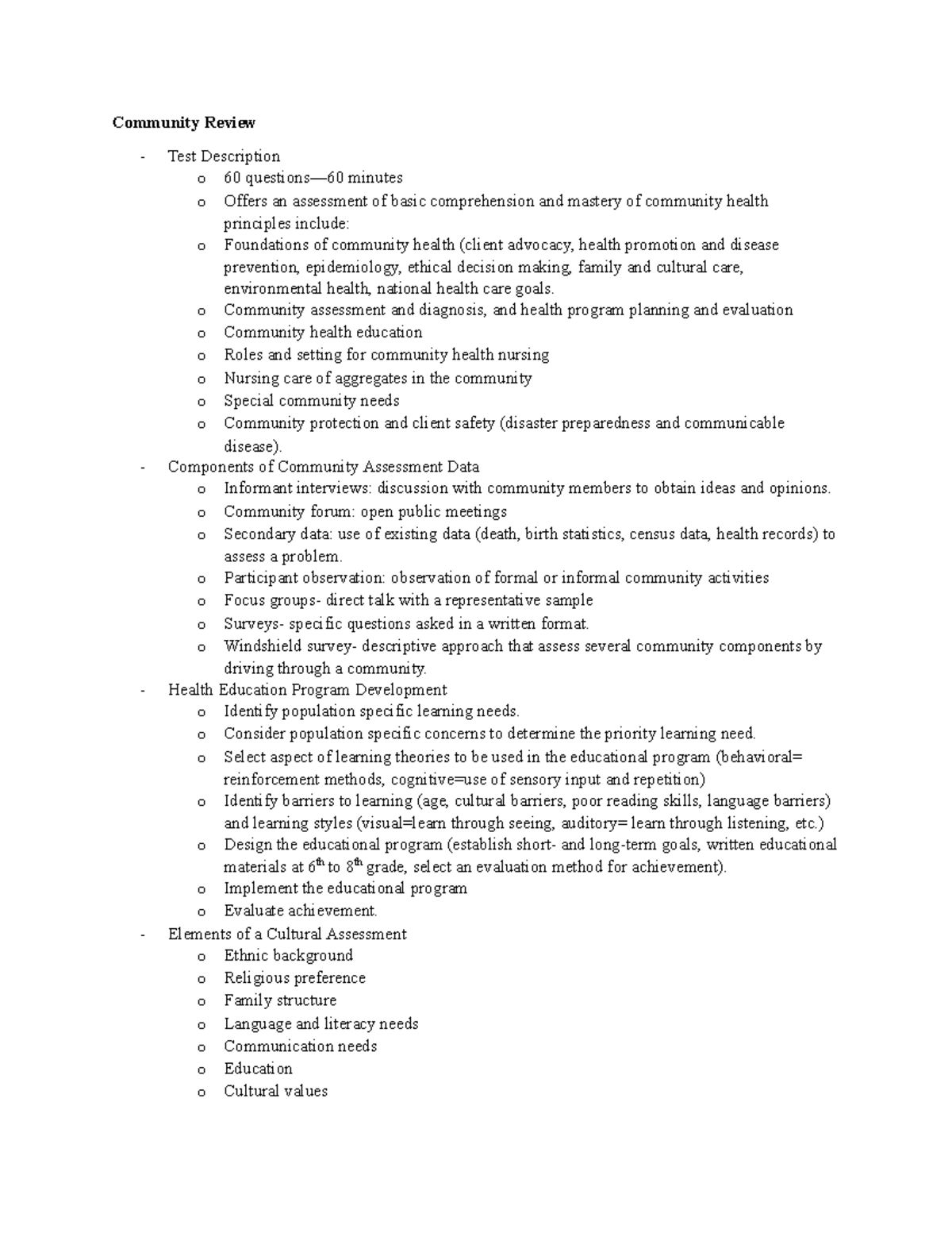 Community Review - Community Review Test Description o 60 questions—60 ...