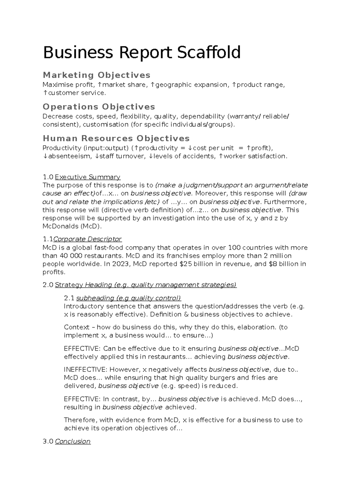Business report scaffold - Business Report Scaffold Marketing ...