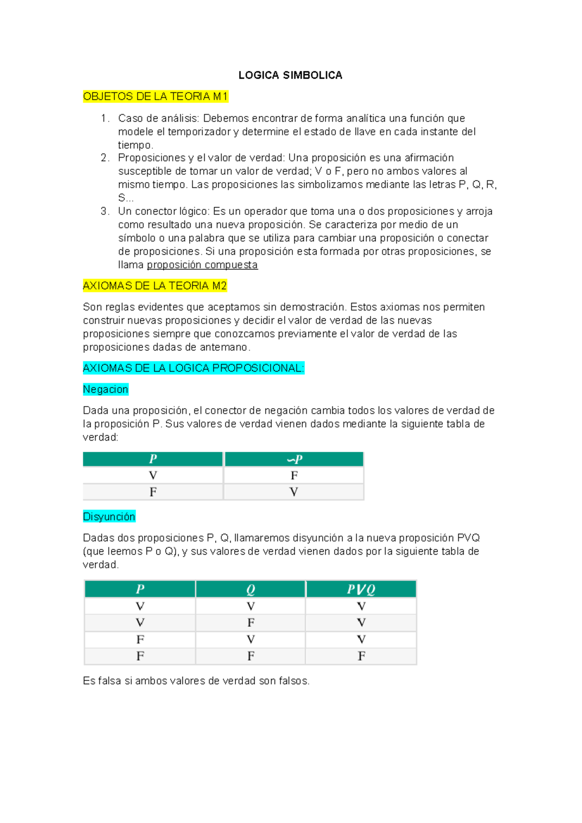 Logica Simbolica - LOGICA SIMBOLICA OBJETOS DE LA TEORIA M Caso de ...