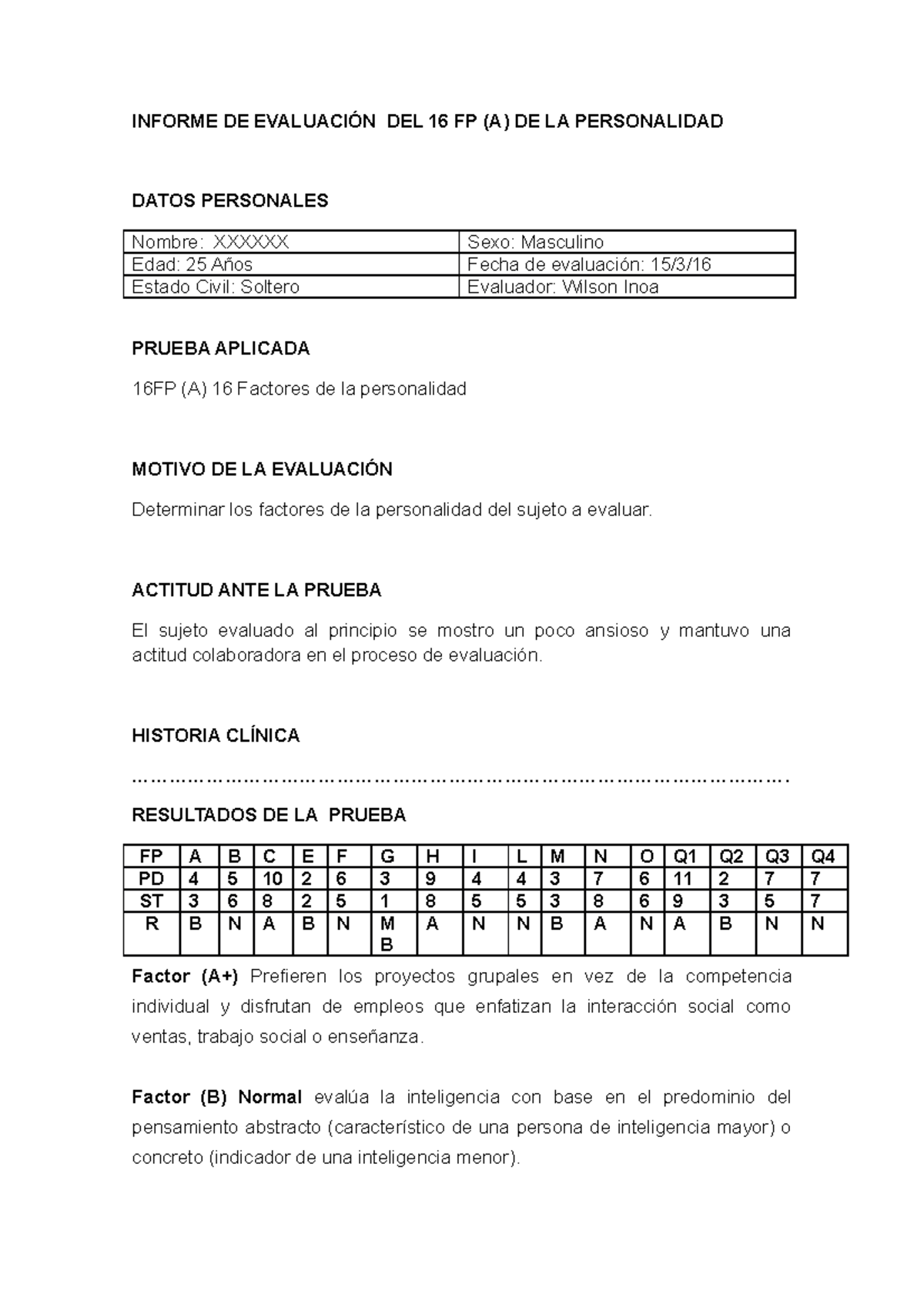 Correccion Modelo DE Informe DE Evaluación DEL 16 FP (A) - INFORME DE EVALUACIÓN DEL 16 FP (A ...
