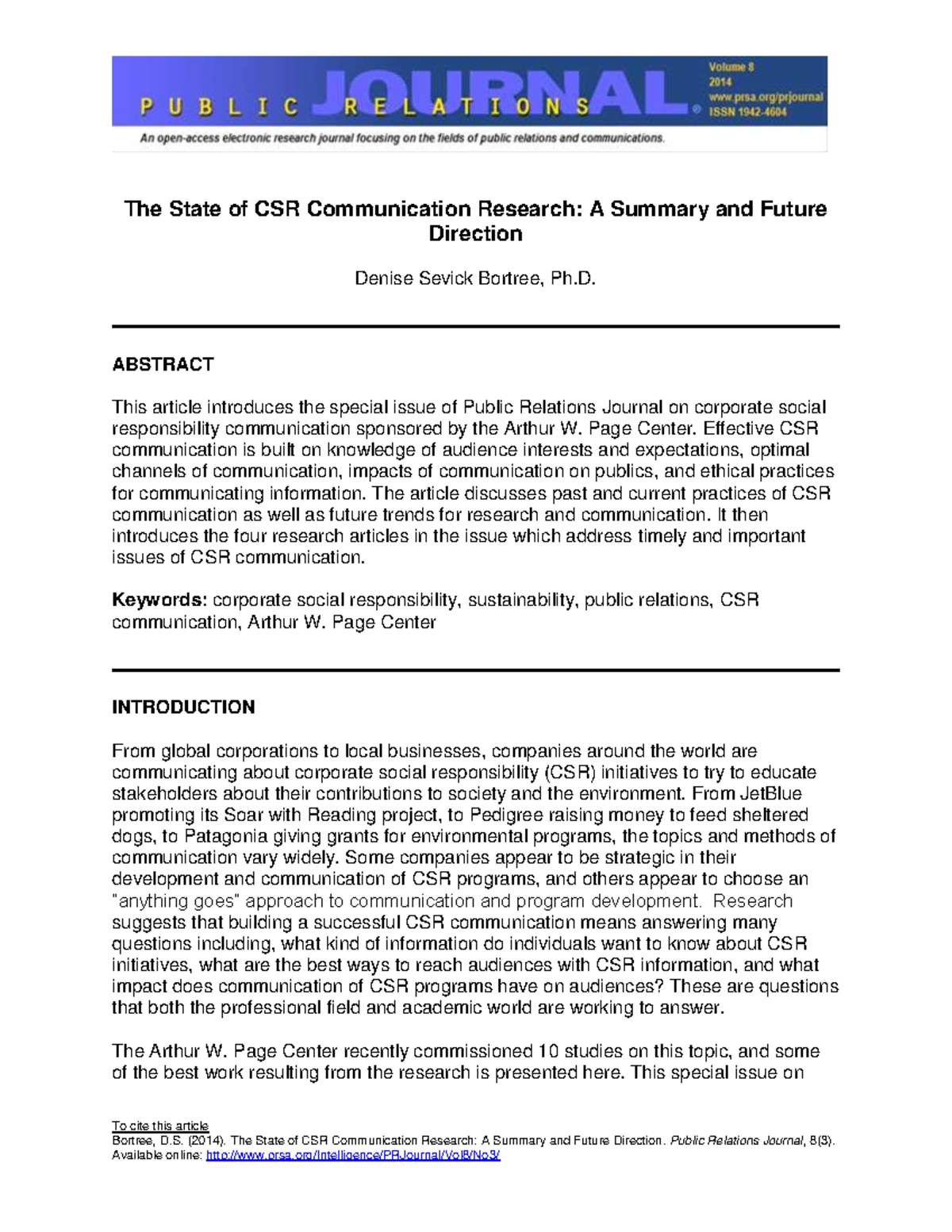 CSR & Communication - This is an example - To cite this article Bortree ...