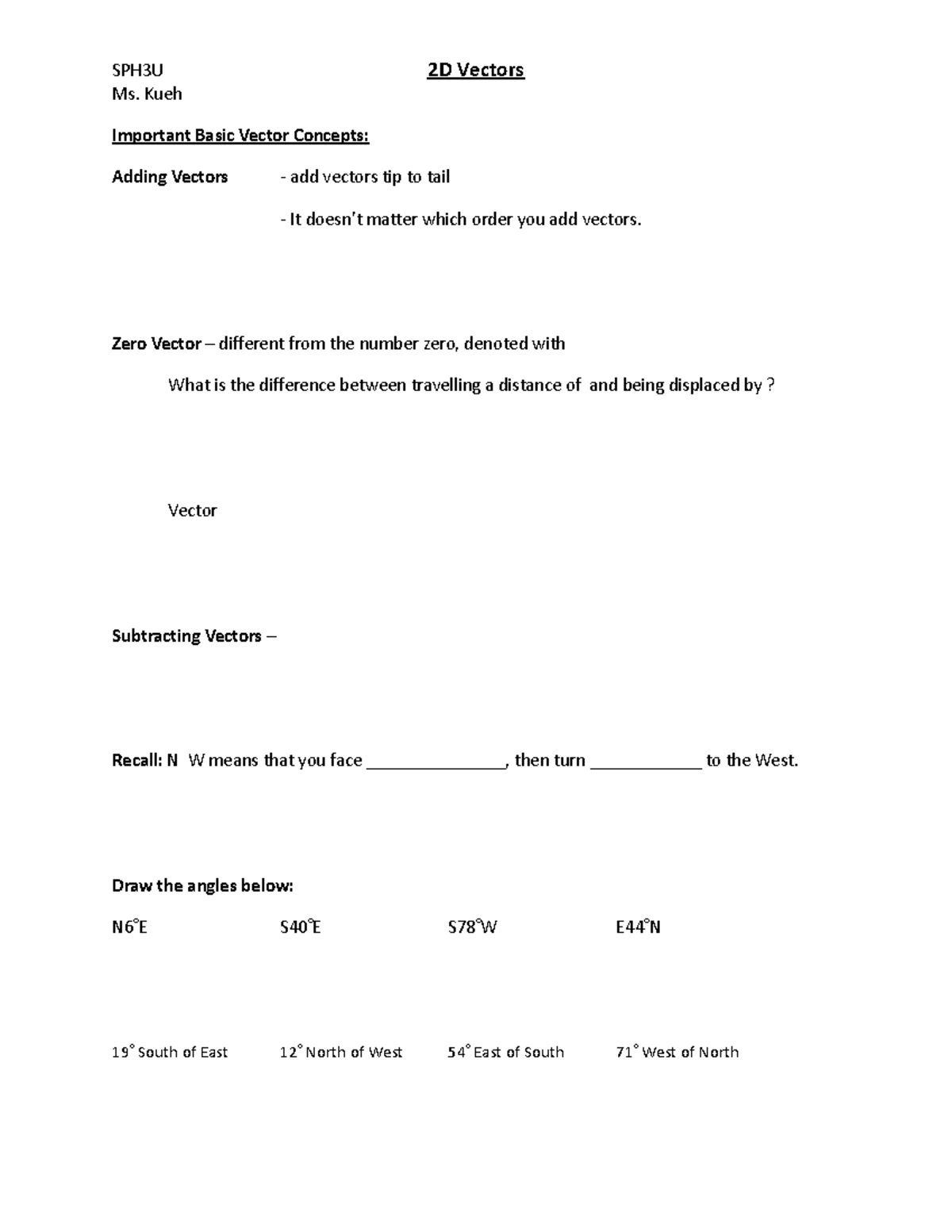 Lesson 10 2d vectors 1 - physics practice and review - SPH3U 2D Vectors ...