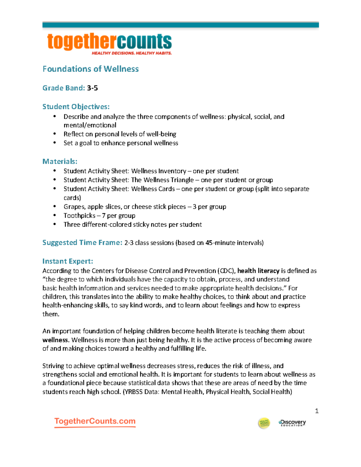 Lesson 1 - Foundations for wellness in young children - Foundations of ...