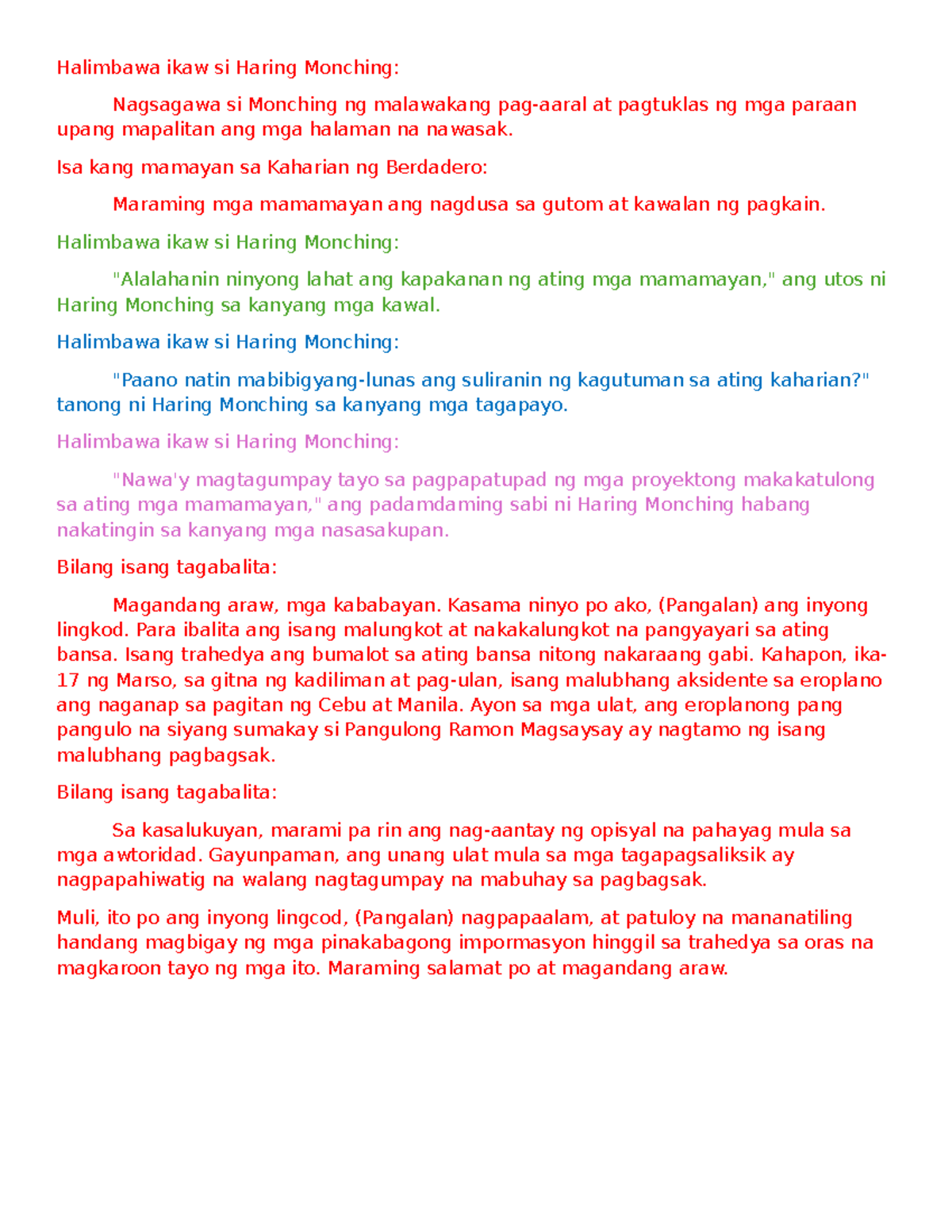 MGA Halimbawa - Monching (URI NG Pangungusap) - Halimbawa ikaw si ...