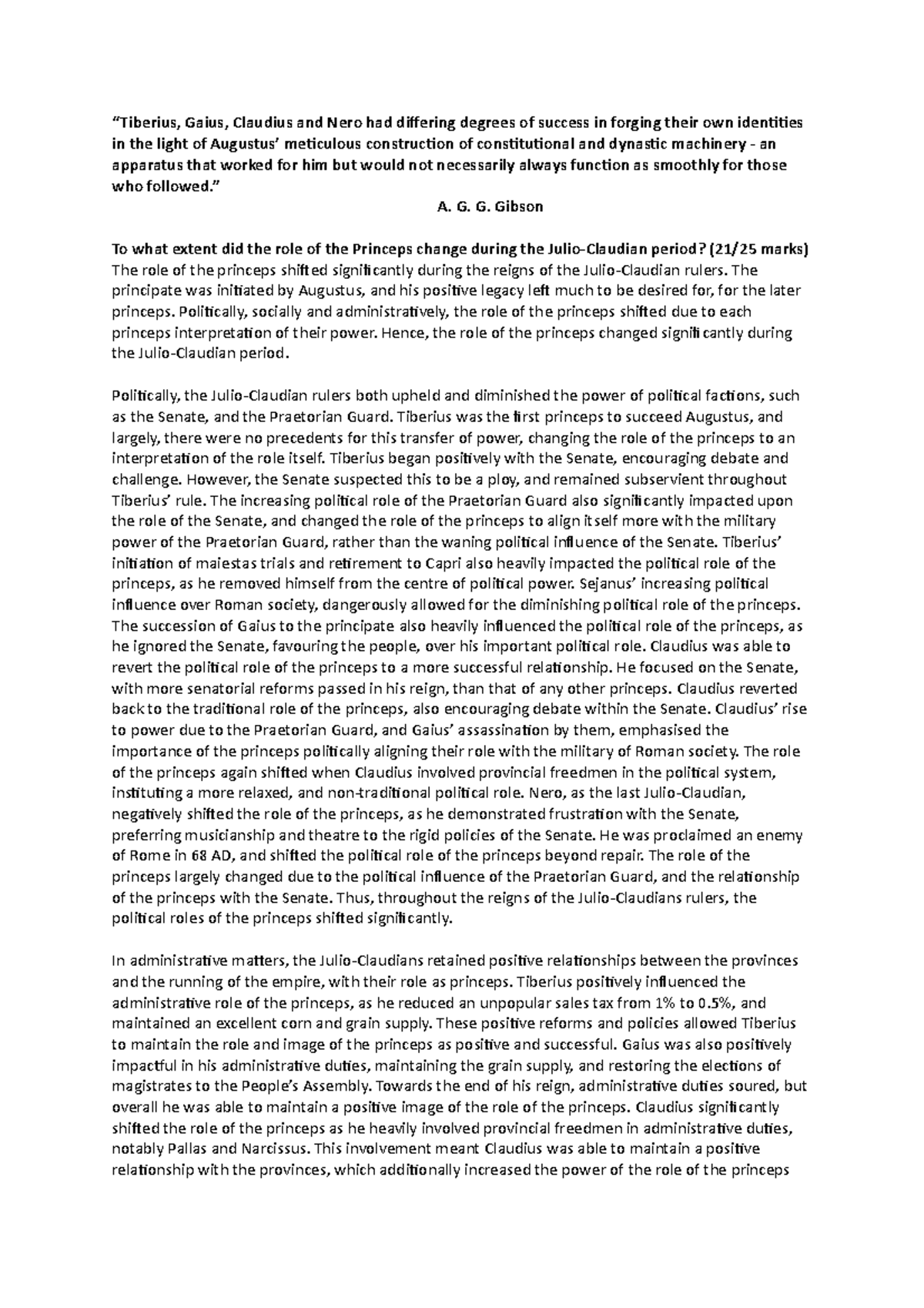 JC Essay - To what extent did the role of the Princeps change during ...