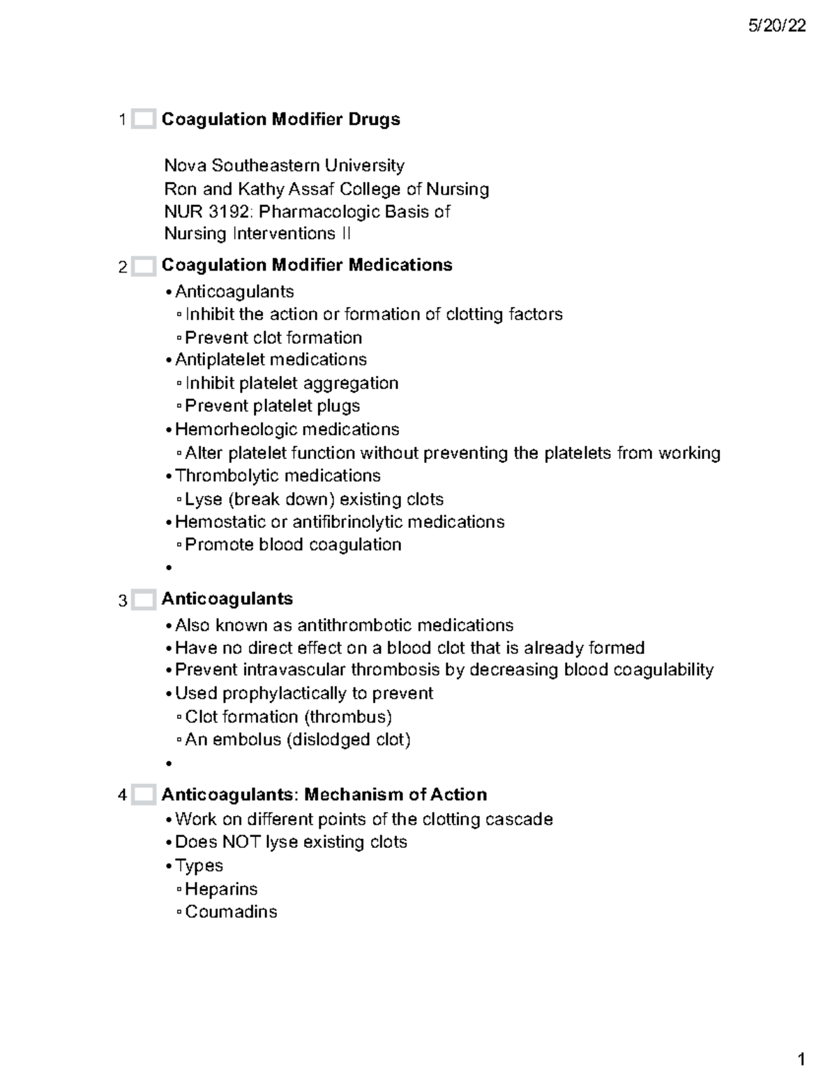 Parm 2 Coagulation Modifiers 2020 - Coagulation Modifier Drugs Nova ...