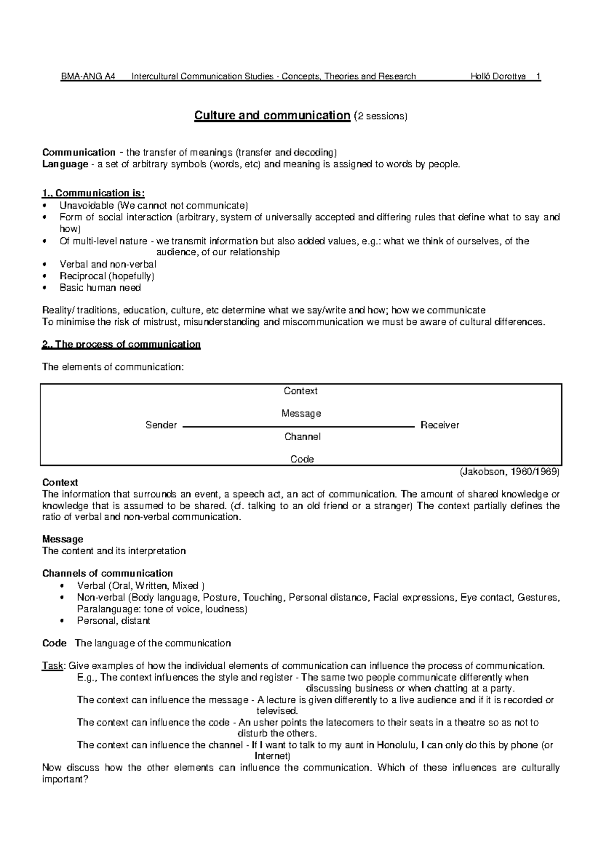 04 Culture & Communication 1-2 - BMA-ANG A4 Intercultural Communication ...