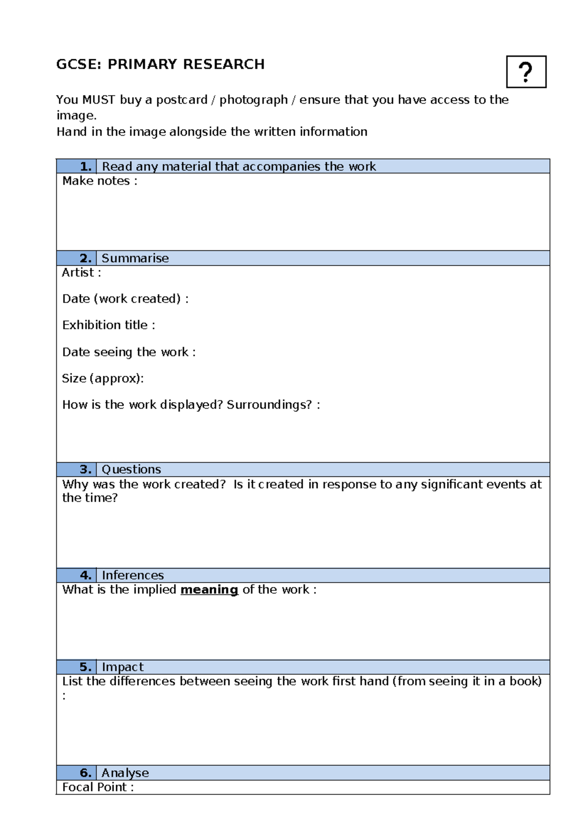 GCSE 04 Primary Research - GCSE: PRIMARY RESEARCH You MUST buy a ...