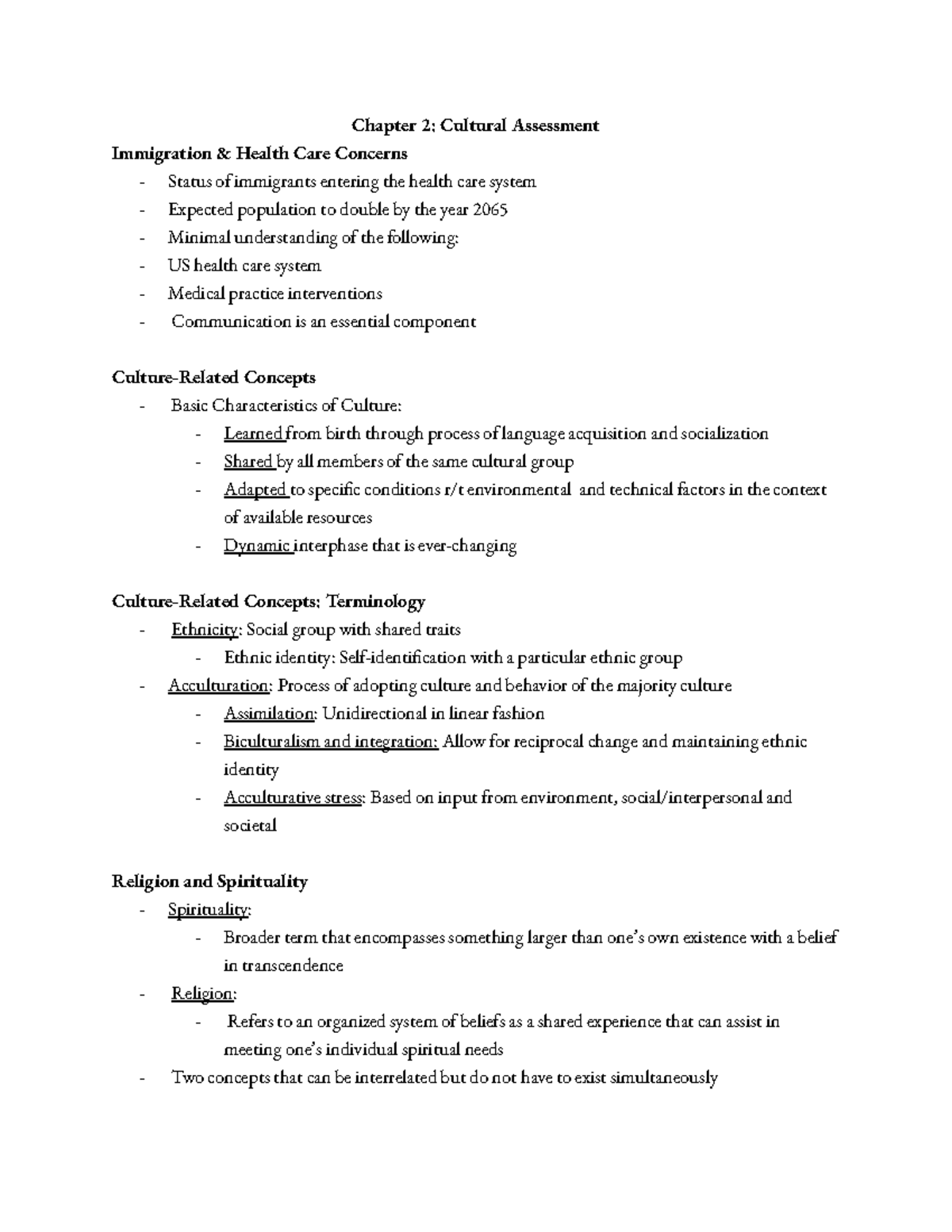 Ch 2 Cultural Assessment - Chapter 2: Cultural Assessment Immigration ...